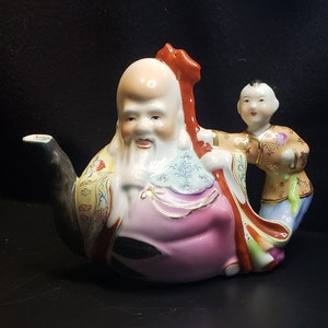 Vintage Chinese Buddha Teapot | Shou Lau: Longevity God and Boy ...