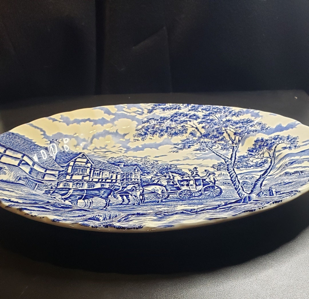Myott Royal Mail Blue Staffordshire England Large Oval Serving Platter ...