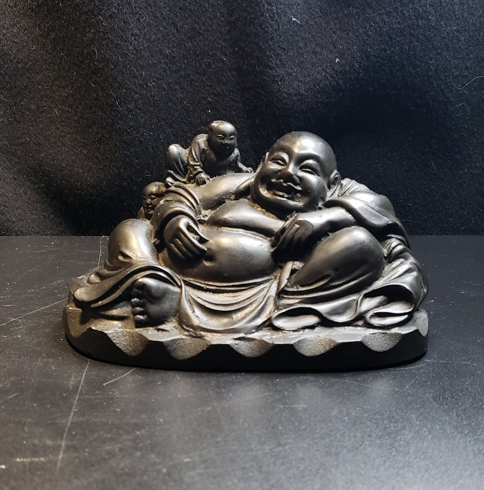 Vintage Chinese Black Ebony Resin Figurine Laughing Buddha - Etsy