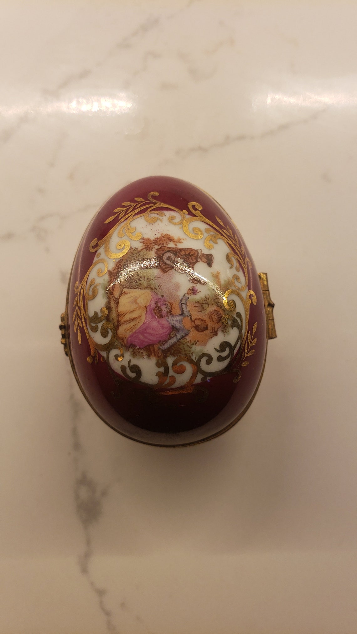 Limoges France Egg, Vintage Porcelain Egg, Limoges Hinged Egg, Trinket ...