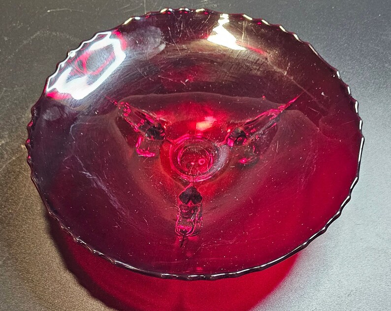 Vintage Viking Ruby Red Footed Candy Dish Ruffled Edge Art - Etsy