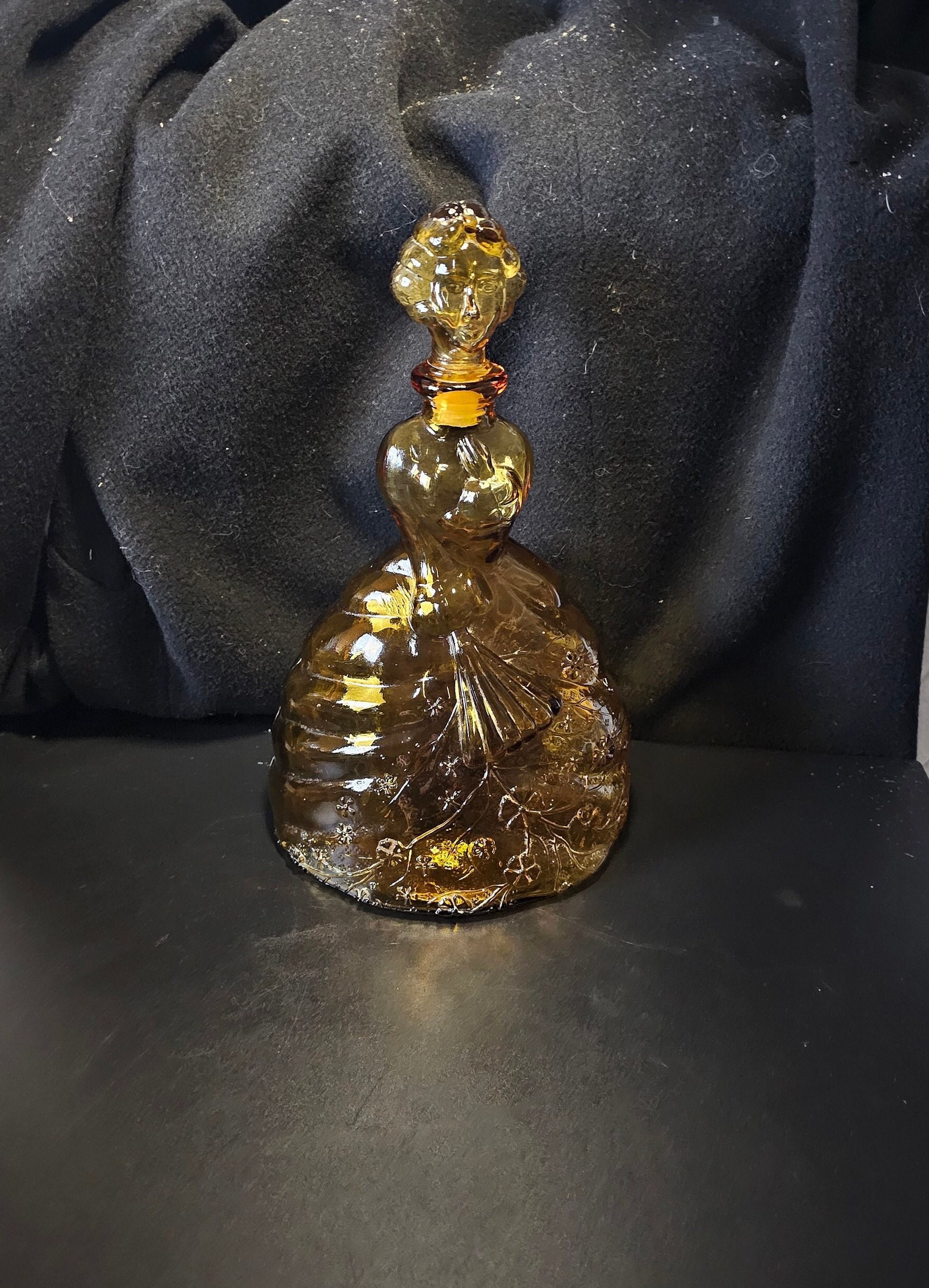 Large Vintage Amber Italian Decanter Victorian Lady With - Etsy