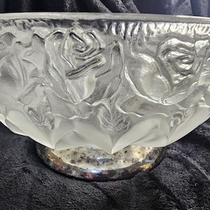 Vintage William Adam Rose | Heavy Crystal Frosted Rose Bowl ...