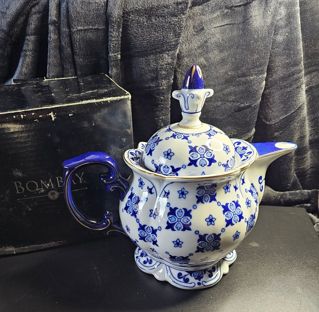 Vintage Bombay Blue and White Teapot | Large Teapot | Original Box ...