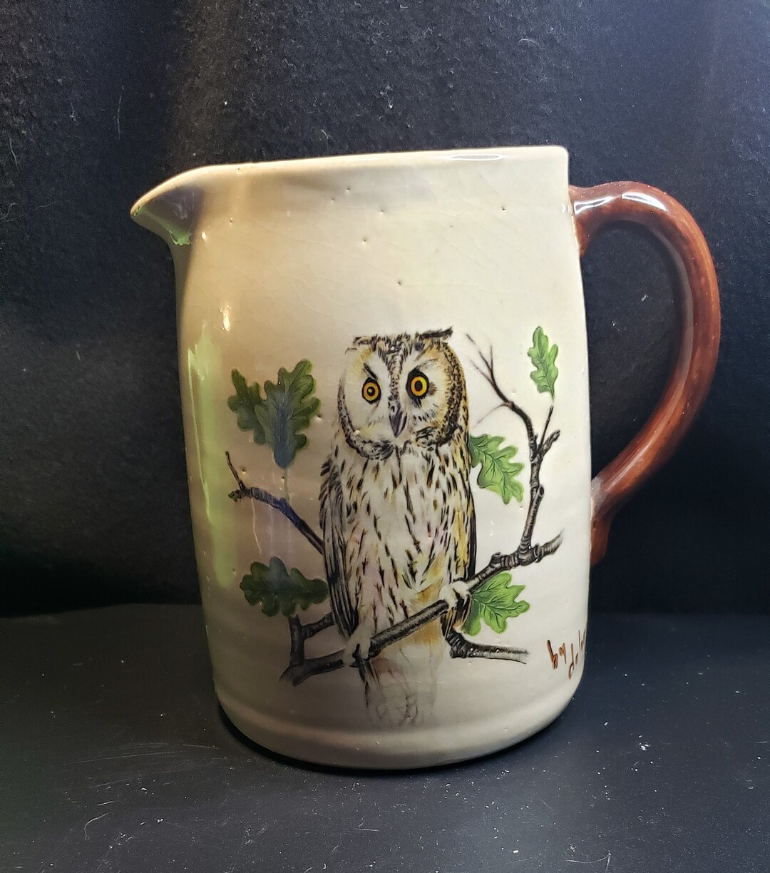 Vintage | SIGNED | Handmade | Hand Painted | Owl Pitcher | 1983 ...