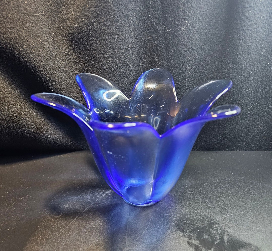 Cobalt Blue | Indigo | Blue Flower Vase / Bowl | Unusual Daisy / Tulip ...
