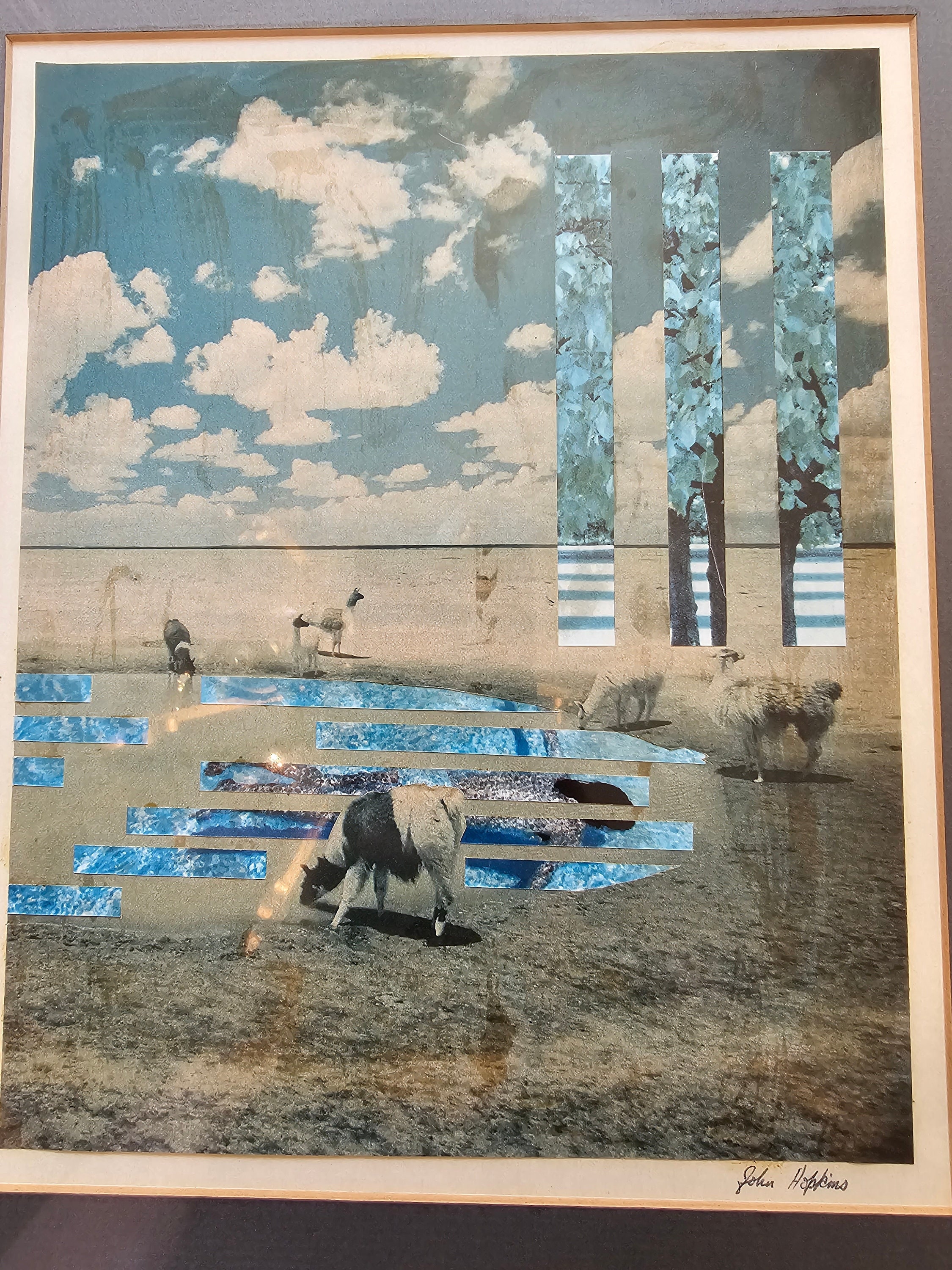 Vintage Modern Art Signed by John Hopkins | Collage Art | Llama Art ...