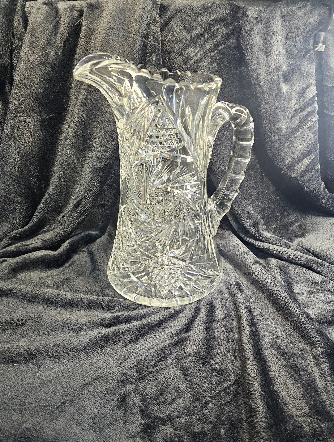 Vintage American Brilliant | Lead Crystal Pitcher | Sunburst Cut ...