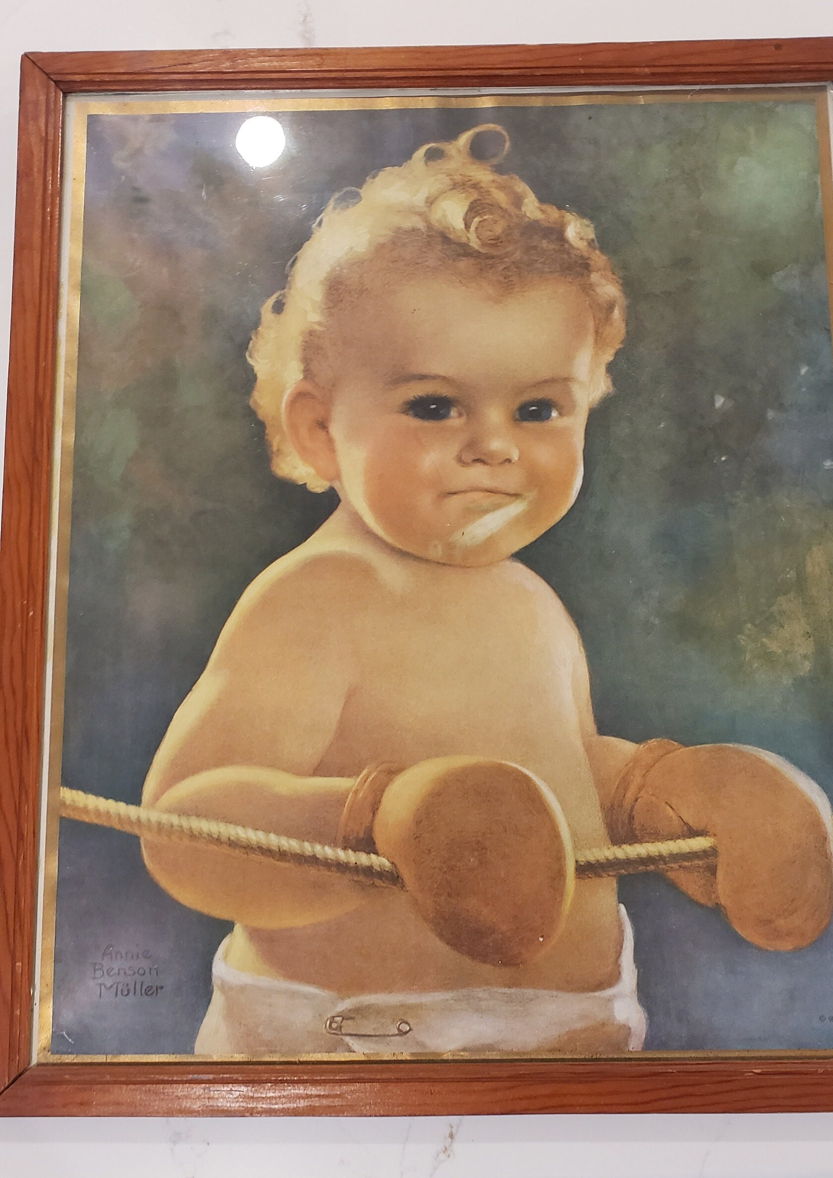 1930s Annie Benson Muller Vintage Print Boxing Baby Baby Boxing Weird ...