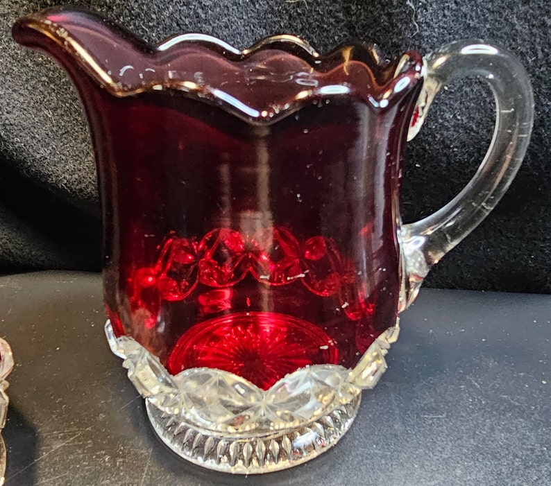Antique EAPG Ruby Flash Creamer and Sugar Ruby Red and Clear - Etsy