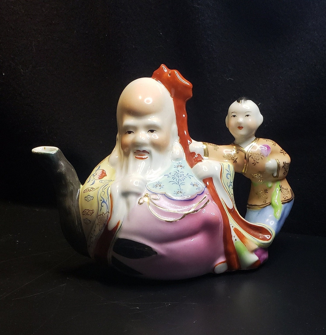 Vintage Chinese Buddha Teapot | Shou Lau: Longevity God and Boy ...