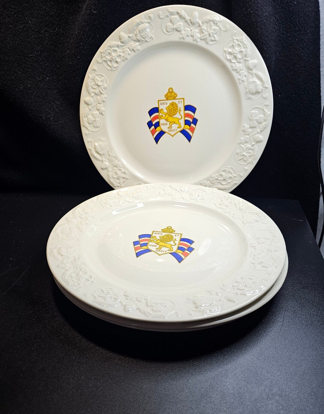Set of FOUR Vintage LIONS BRIGADE Plates or Set of Two | White 9 ...