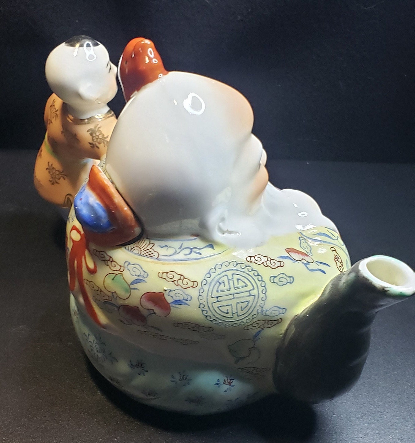 Vintage Chinese Buddha Teapot | Shou Lau: Longevity God and Boy ...