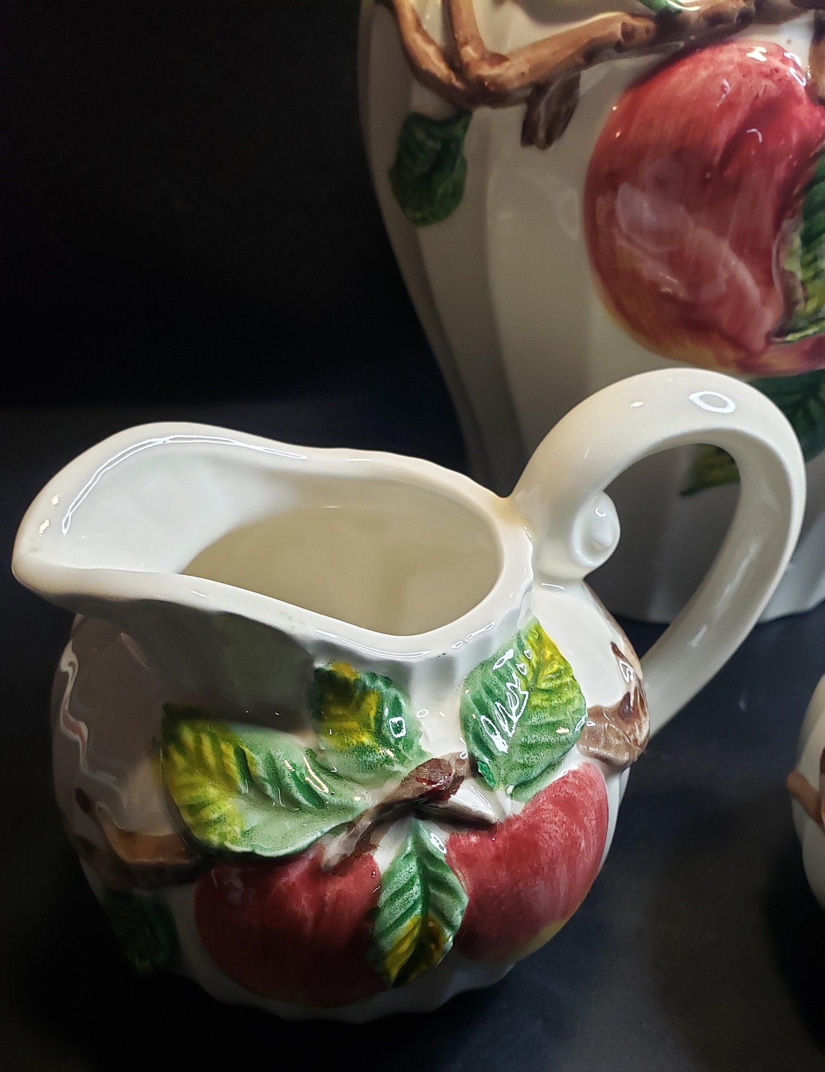 Vintage Fitz & Floyd Omnibus Macintosh Apple Pitcher Apple Sugar Apple ...