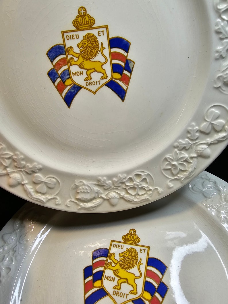 Set of FOUR Vintage LIONS BRIGADE Plates or Set of Two White 9 Plates ...