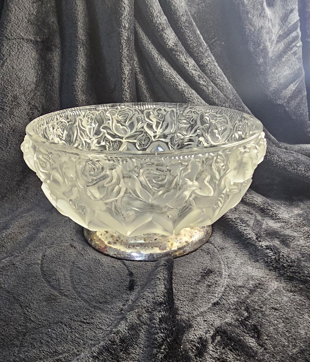 Vintage William Adam Rose | Heavy Crystal Frosted Rose Bowl ...