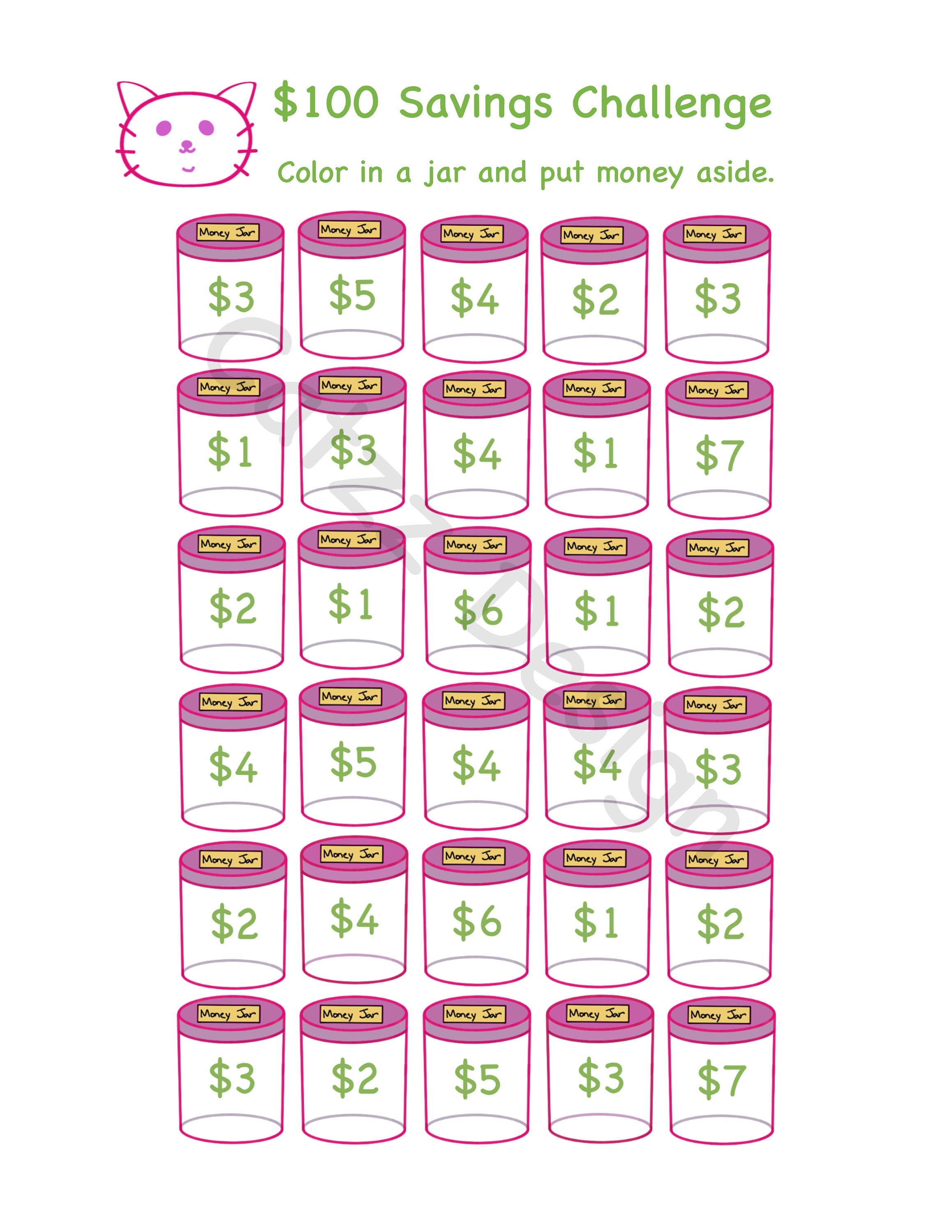 100 Money Saving Challenge in 30 Days, 100 Savings Tracker, Money ...