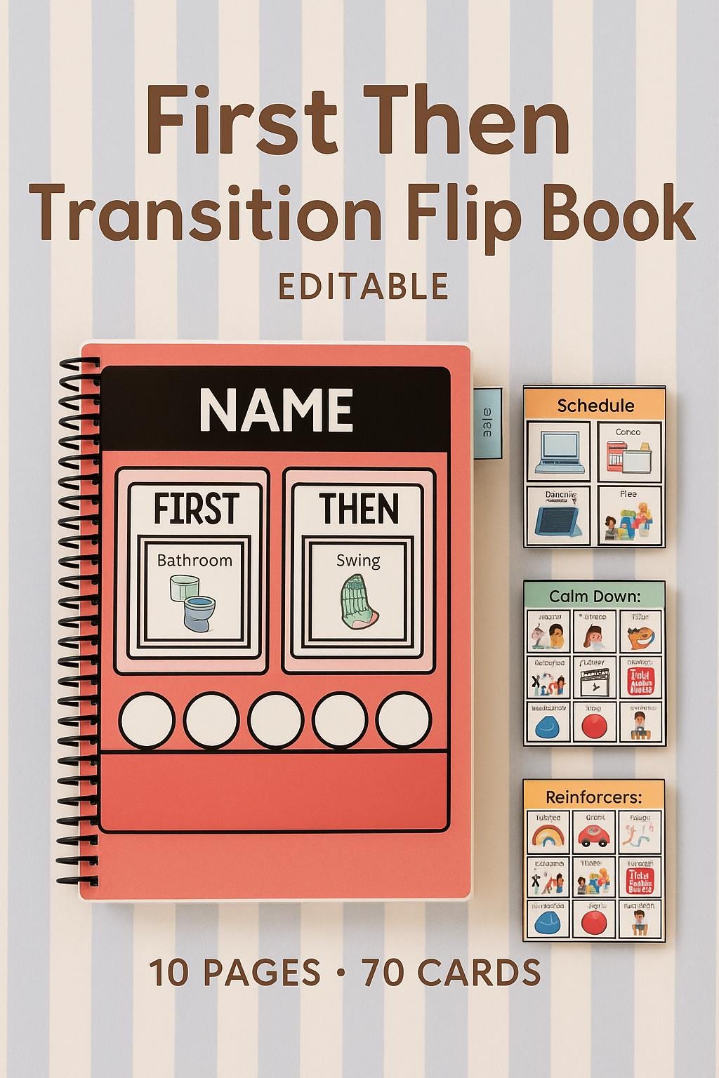 First, Then Transition Flip Book - Visual Schedule - Editable - Token ...