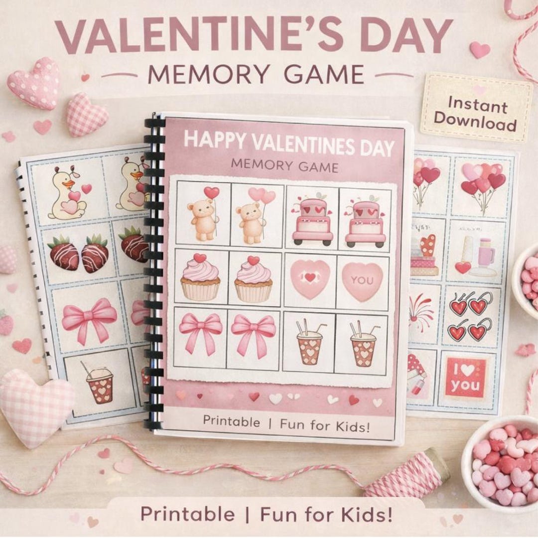 Valentine’s Day Memory Game Printable for Kids | Matching Game for ...