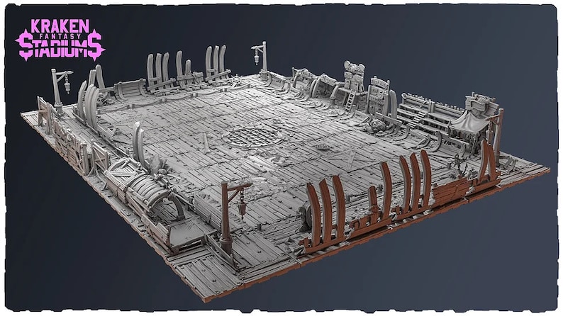 WOOD FIELD Kraken Fantasy Stadiums: 3d Printed Bloodbowl Pitch - Etsy