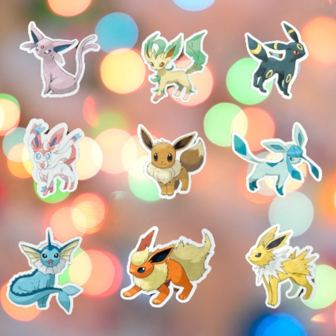 Pokemon Vinyl Stickers Eevee & Evolutions:vaporeon Jolteon - Etsy