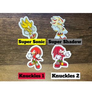 Sonic Shadow Knuckles and More! Vinyl Stickers (choose Your Character ...