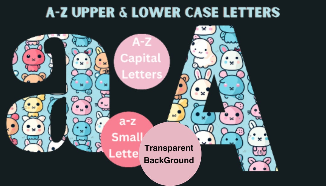 Alphabet Kawaii Watercolor Png, 26 Floral Letters Clipart, Digital ...