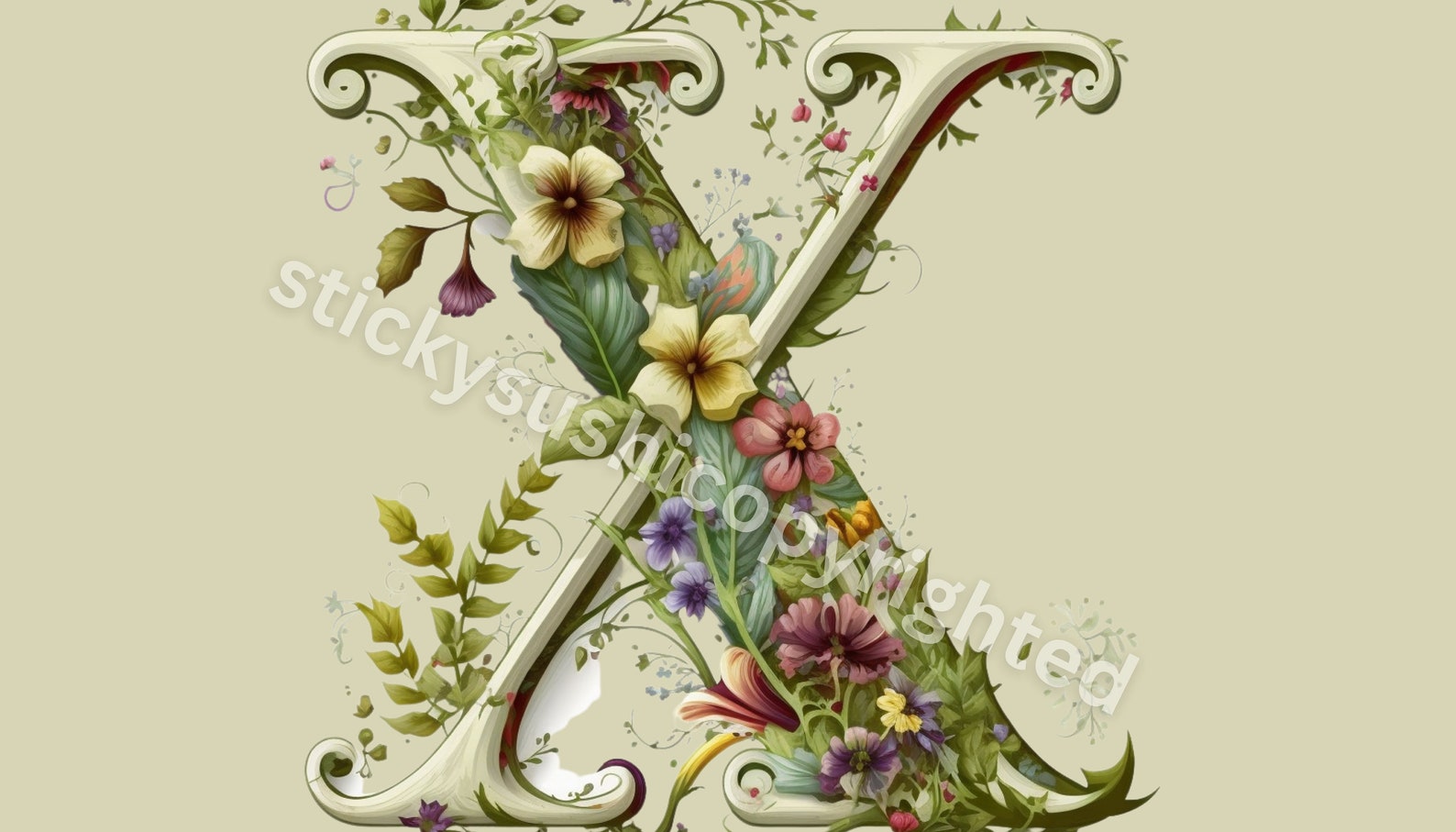 Alphabet Watercolor Png 26 Floral Letters Clipart Digital - Etsy