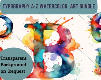 Alphabet Watercolor Png, 26 Floral Letters Clipart, Digital Print ...
