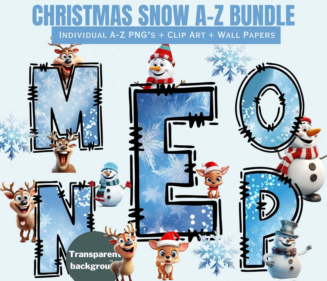 Christmas Clip Art Doodle Letters and Numbers, Big Small Alphabet Set ...