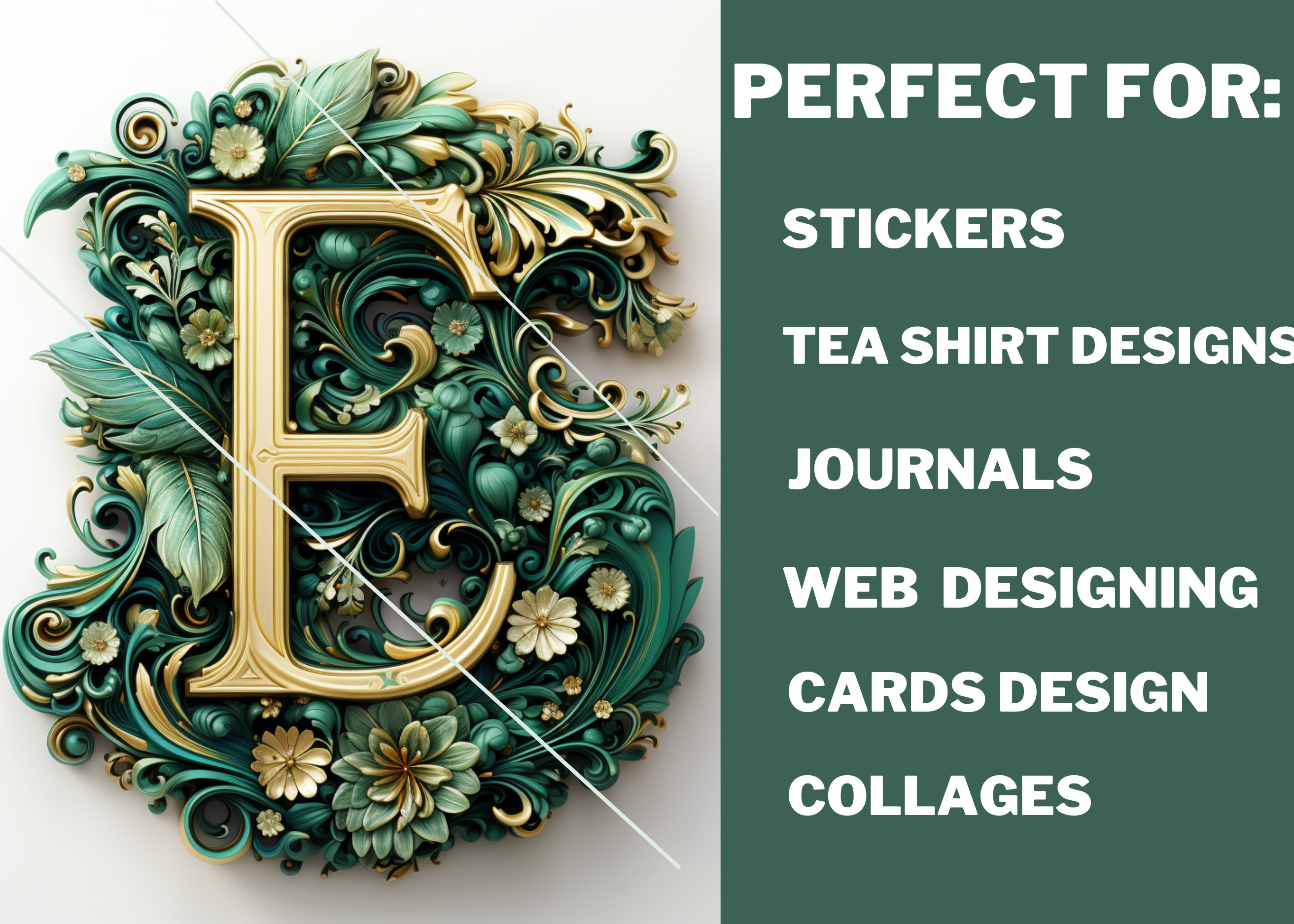 Gold Metallic Printable Alphabet Letter E Commercial Use Fonts Monogram ...