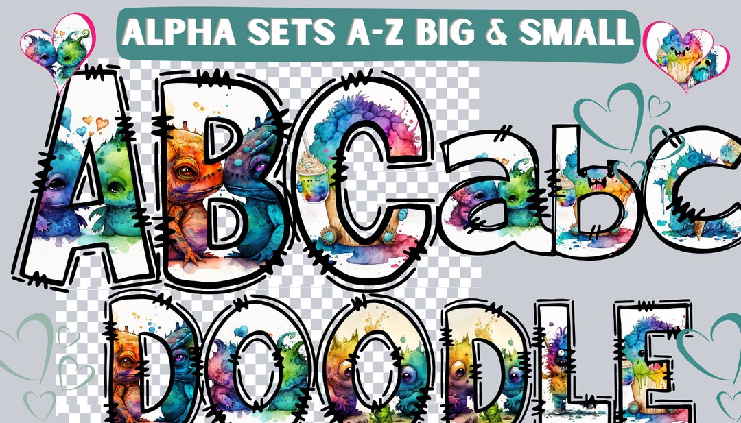 Monster Alphabet PNG Doodle Alpha PNG Doodle Monster - Etsy