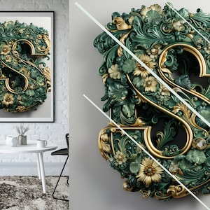 Gold Metallic Printable Alphabet Letter S Commercial Use Fonts Monogram ...