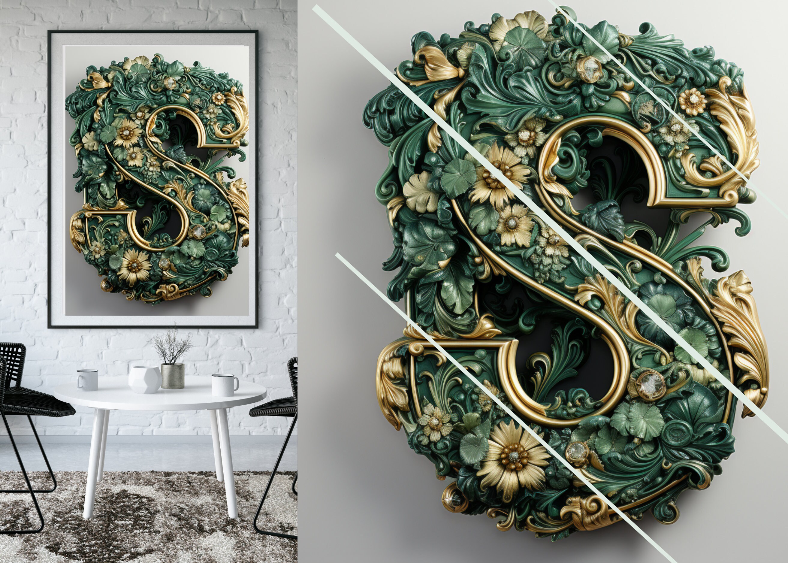 Gold Metallic Printable Alphabet Letter S Commercial Use Fonts Monogram ...