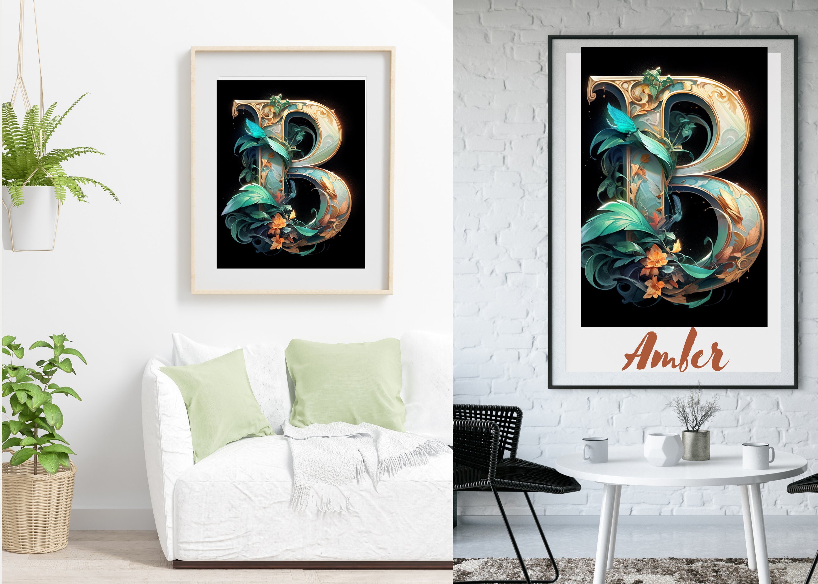 Floral Printable Alphabet Letter B Unlimited Commercial Use Fonts ...