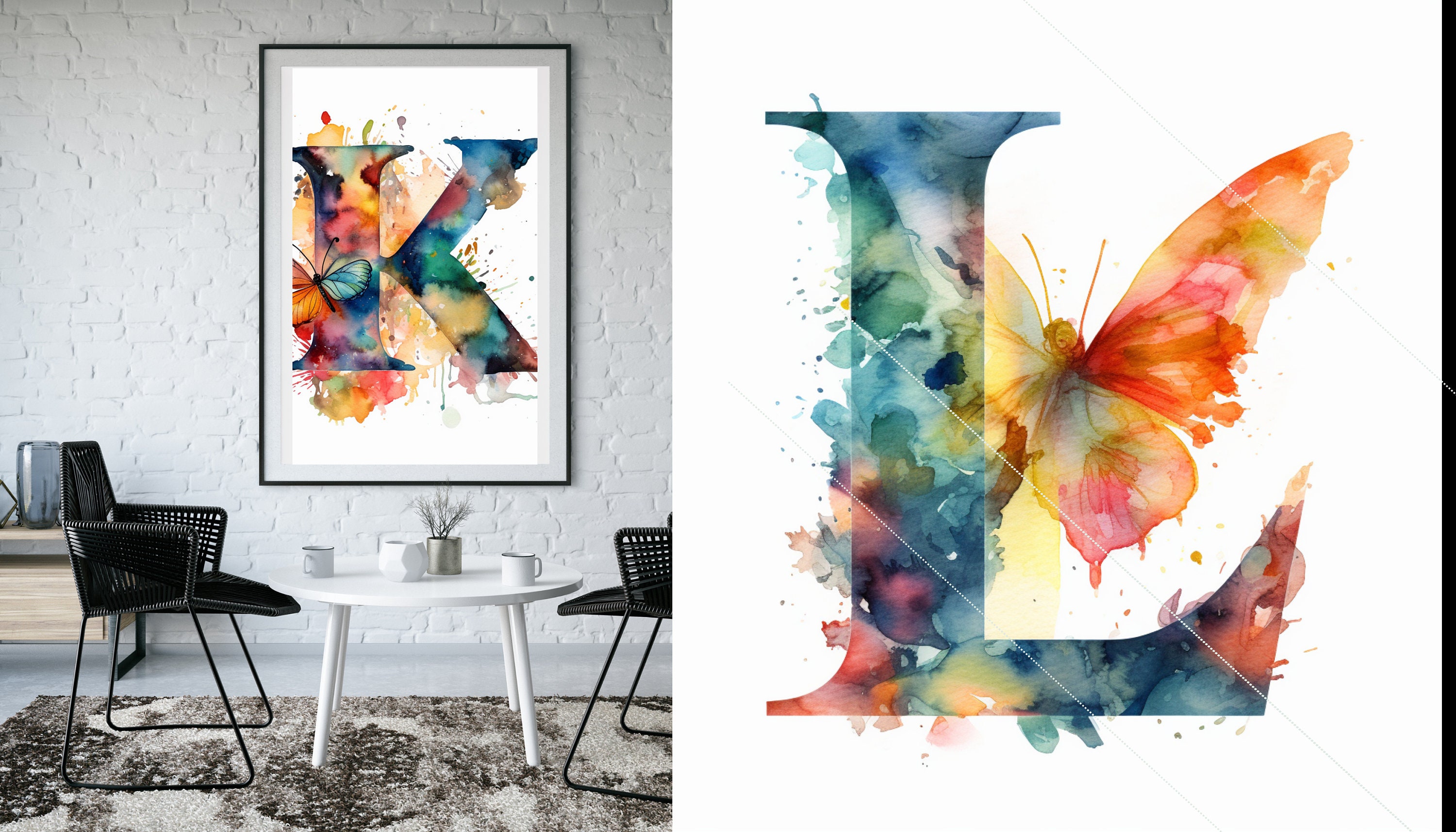 Alpha Butterfly Rainbow Png, 26 Floral Letters Clipart, Digital Art ...