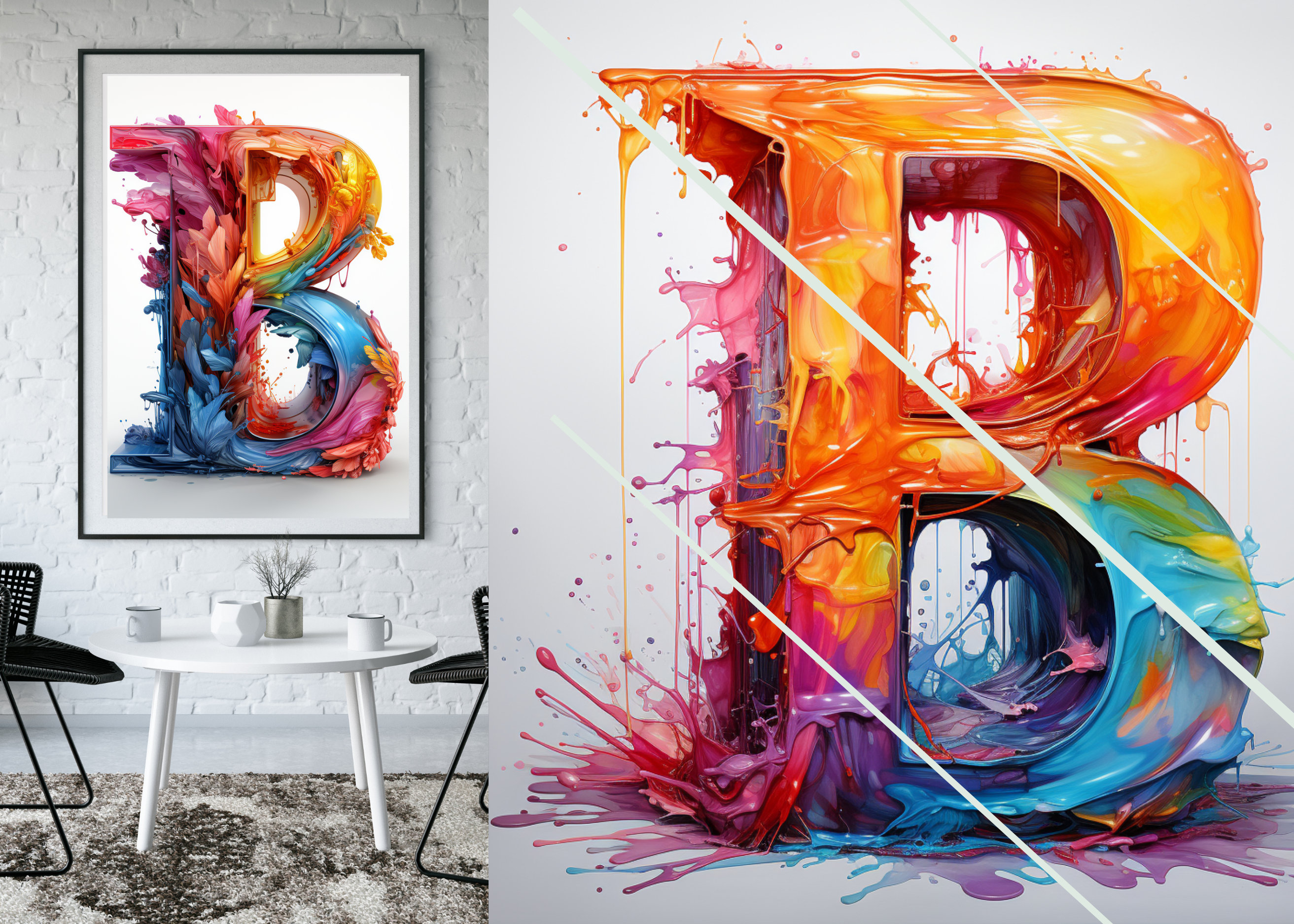 Alphabet B Rainbow Png Letters B Clipart Digital Print Neon - Etsy