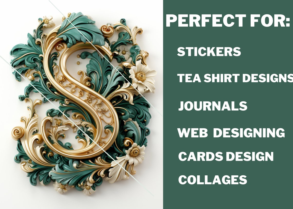 Gold Metallic Printable Alphabet Letter S Commercial Use Fonts - Etsy