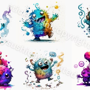 Cute Monster Watercolor Clipart Part 2 - 18 PNG - Digital Paper Craft ...