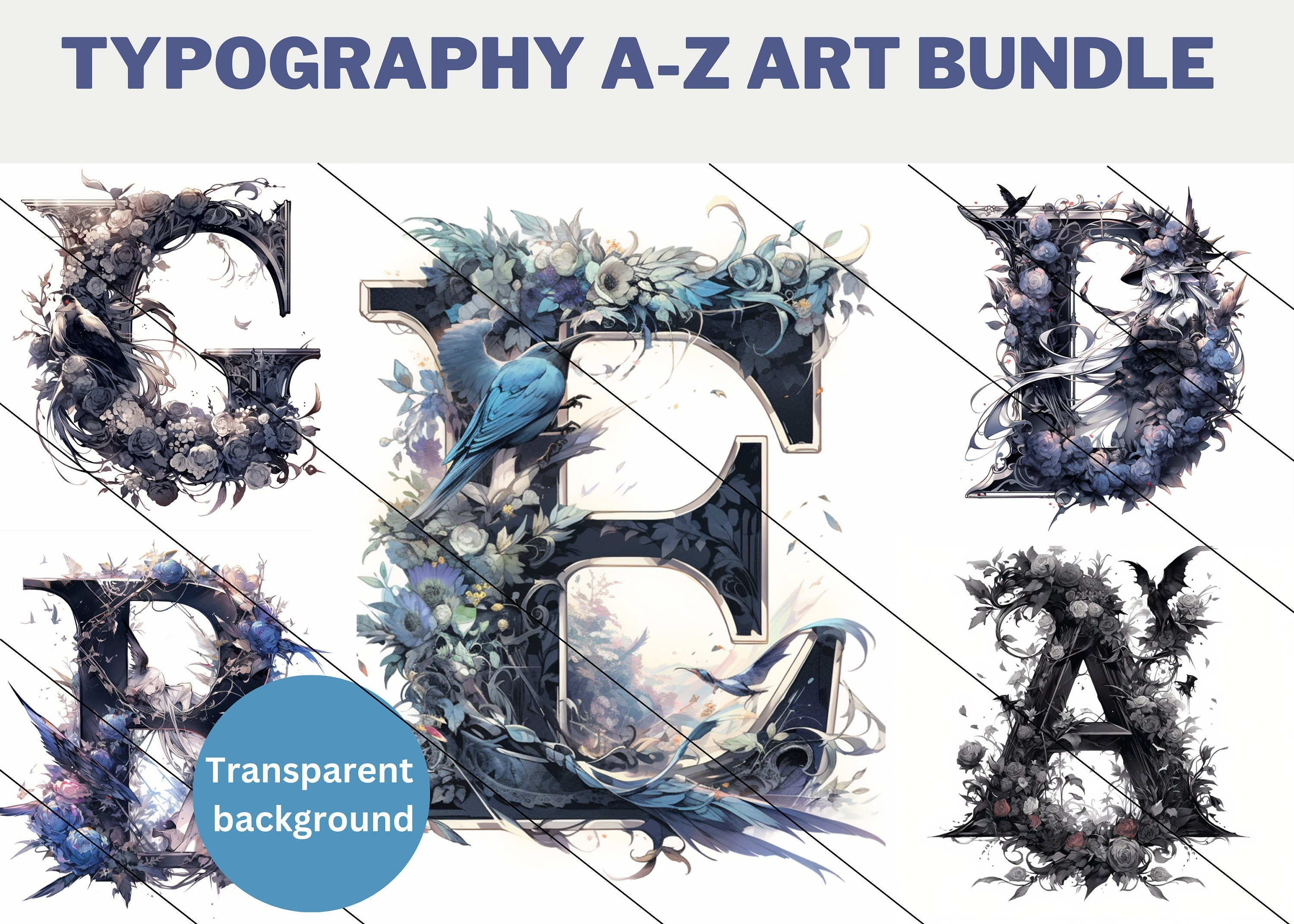 Gothic Rose PNG Antique Letters for Commercial Use Font Bundles ...