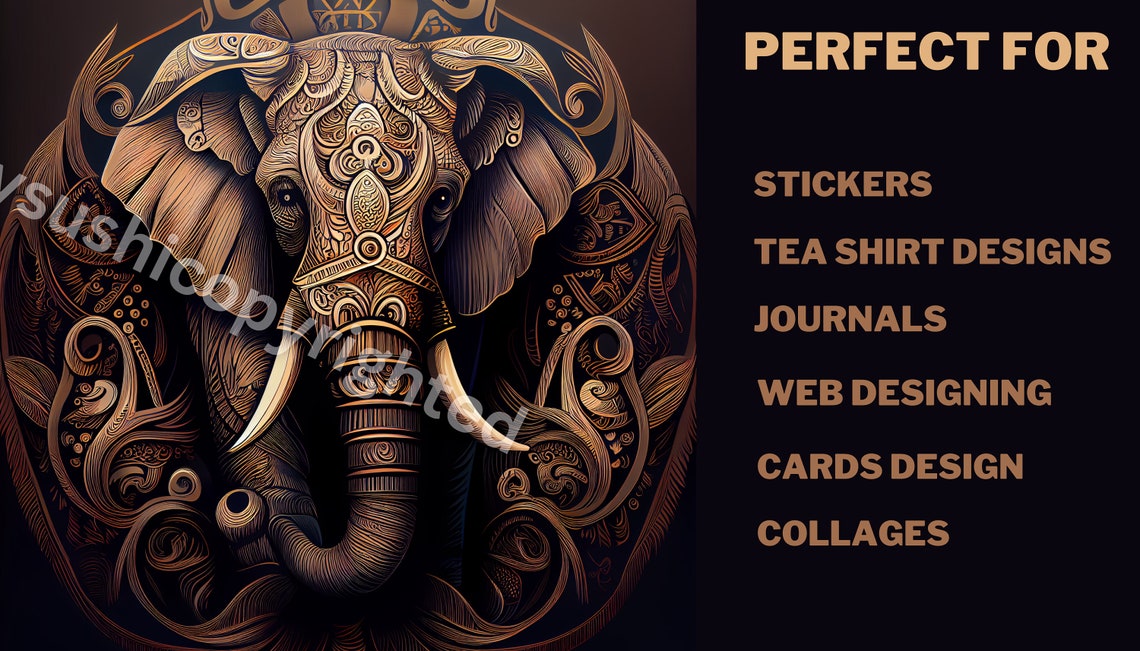 Wooden Elephant Clip Art 3 High PNG Images Clipart Set Premade Clipart ...