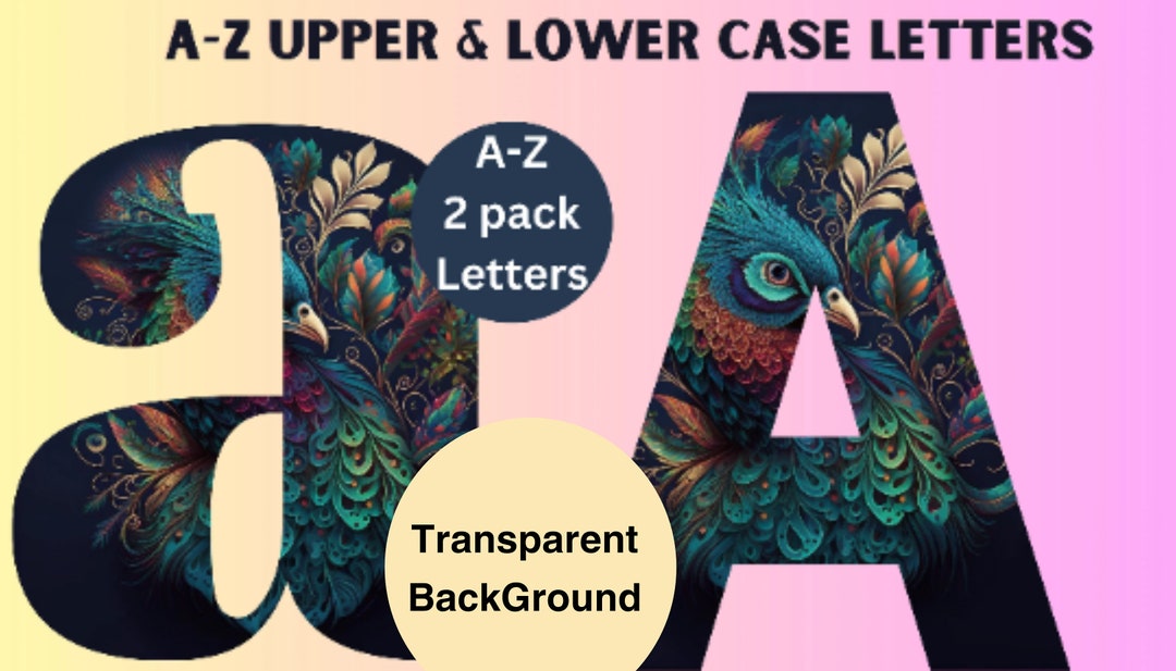 Alphabet Peacock Png, 26 Floral Letters Clipart, Digital Print ...