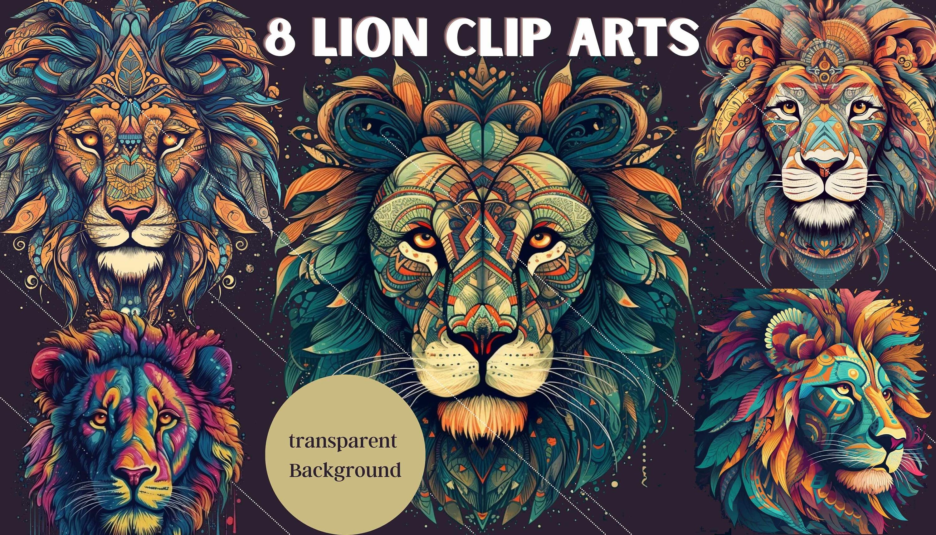 Lion Art 8 PNG Lion Clipart Pack Transparent Background Lion Clipart ...