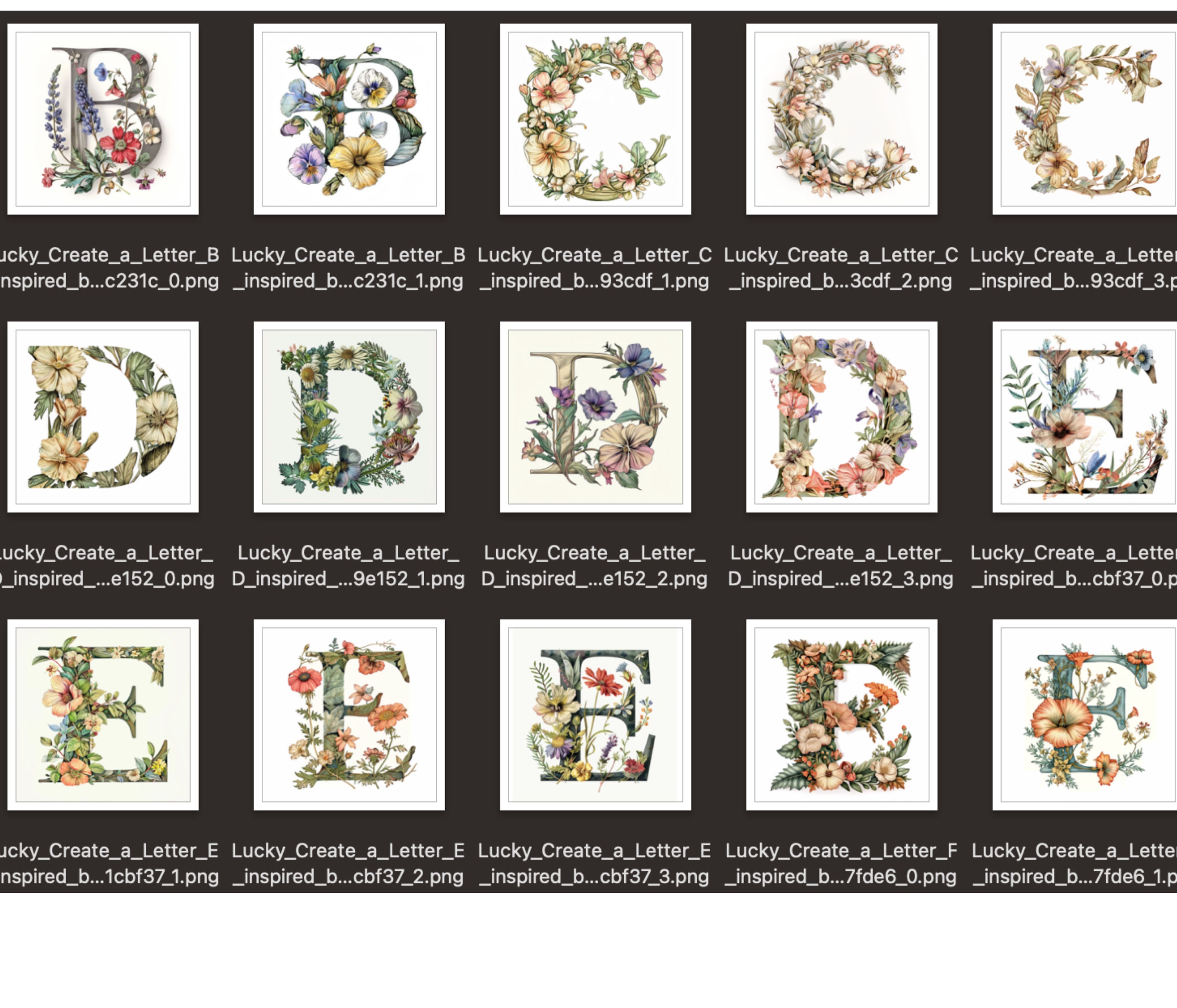 Alphabet Watercolor Png, Total 96 Floral Letters Clipart, Digital Print ...