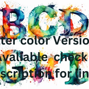 Alphabet Watercolor Png 26 Floral Letters Clipart Digital - Etsy