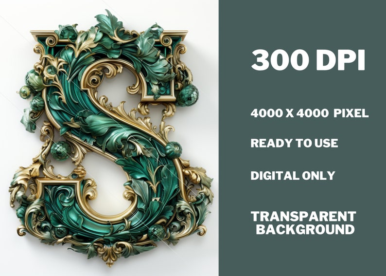Gold Metallic Printable Alphabet Letter S Commercial Use Fonts Monogram ...