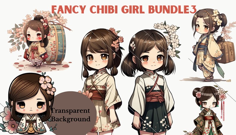 Chinese Girl Chibi Clipart Cute Classic Chibi Girl Vintage - Etsy