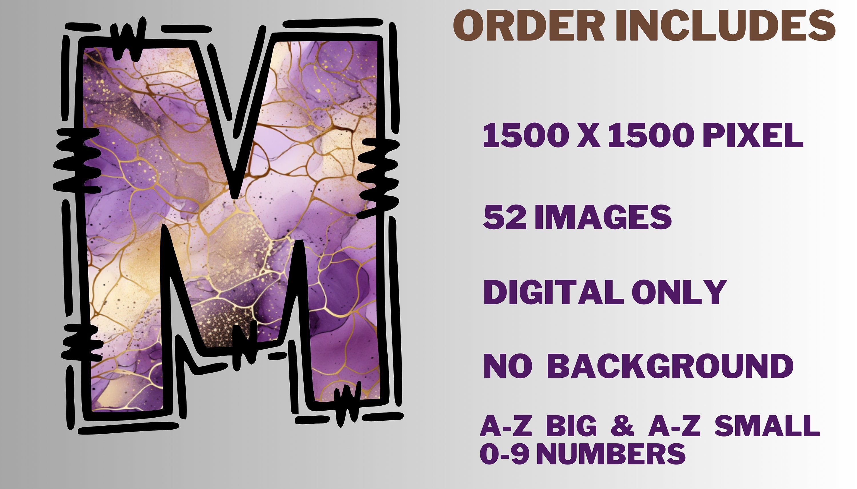 Hot Purple Glitter Watercolor PNG Letters, Doodle Sublimation Alphabet ...