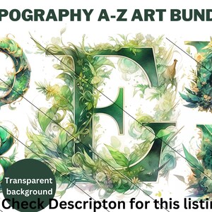 Alphabet Watercolor Png, 26 Floral Letters Clipart, Digital Print ...
