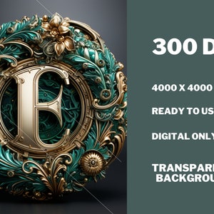 Gold Metallic Printable Alphabet Letter E Commercial Use Fonts Monogram ...